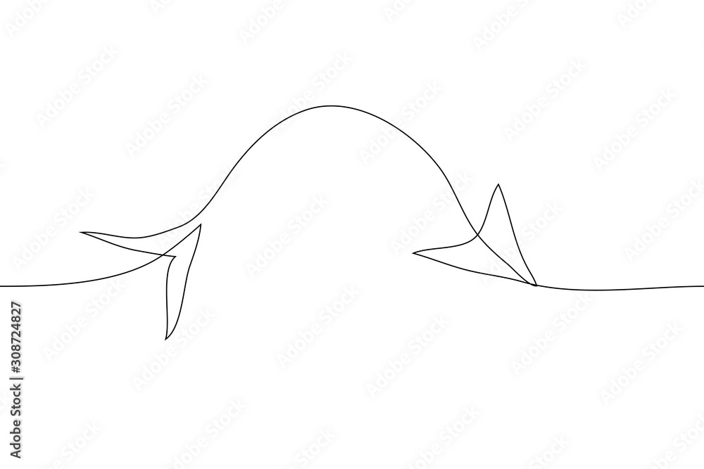 continuous line drawing curved arrow black stable outline on white ...