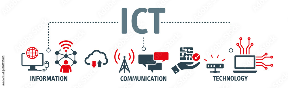 Information and Communications Technology concept with icons Stock ...