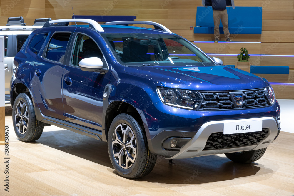 GENEVA, SWITZERLAND - MARCH 6, 2019: Dacia Duster car showcased at the ...