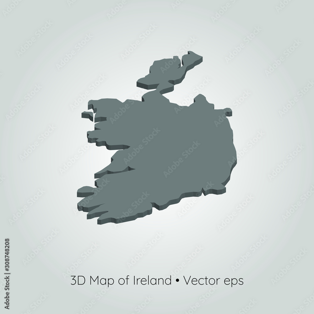3D map of Ireland, vector eps Stock Vector | Adobe Stock