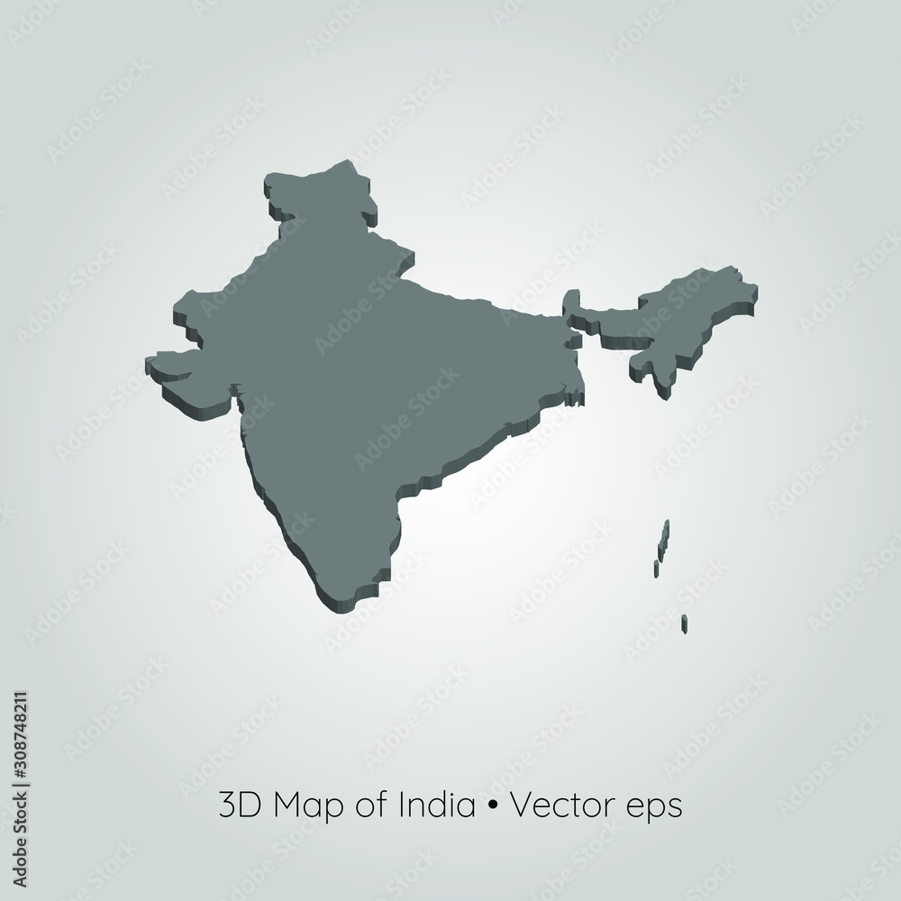 3D map of India, vector eps Stock Vector | Adobe Stock