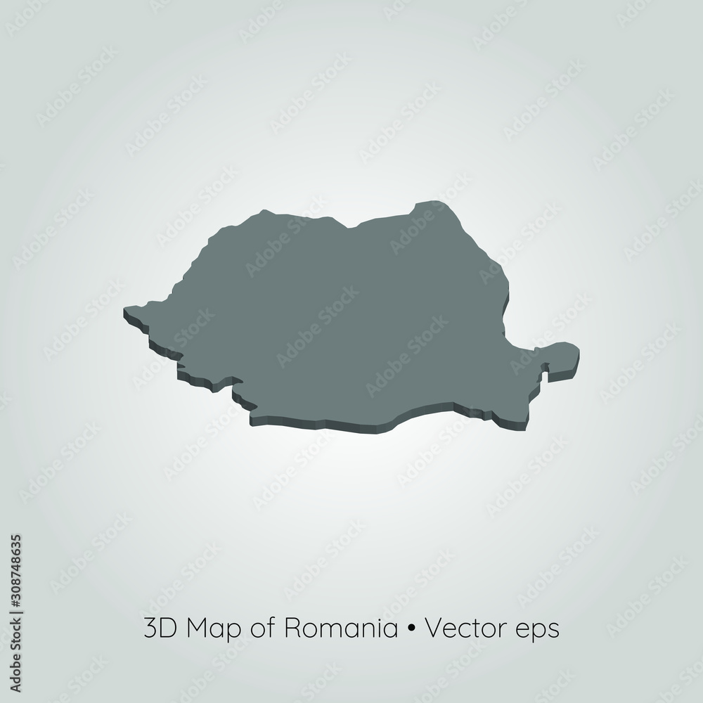 Poster 3D map of Romania, vector eps – Wall Art | UkPosters