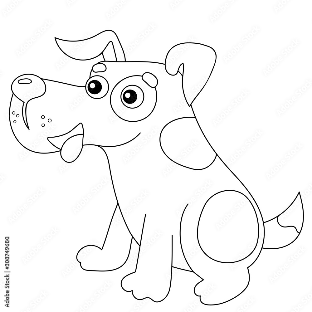 Coloring Page Outline of cartoon dog. Pets. Coloring book for kids ...