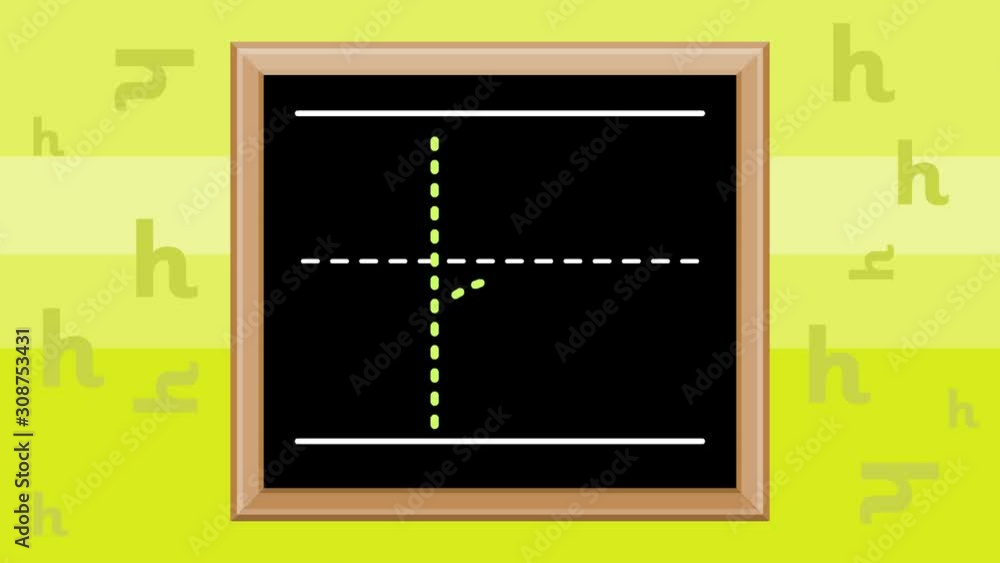 Animation of how to write the lower case alphabet letter 'h' with ...