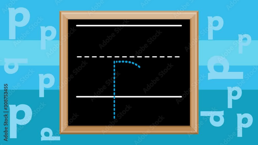 Animation of how to write the lower case alphabet letter 'p' with ...
