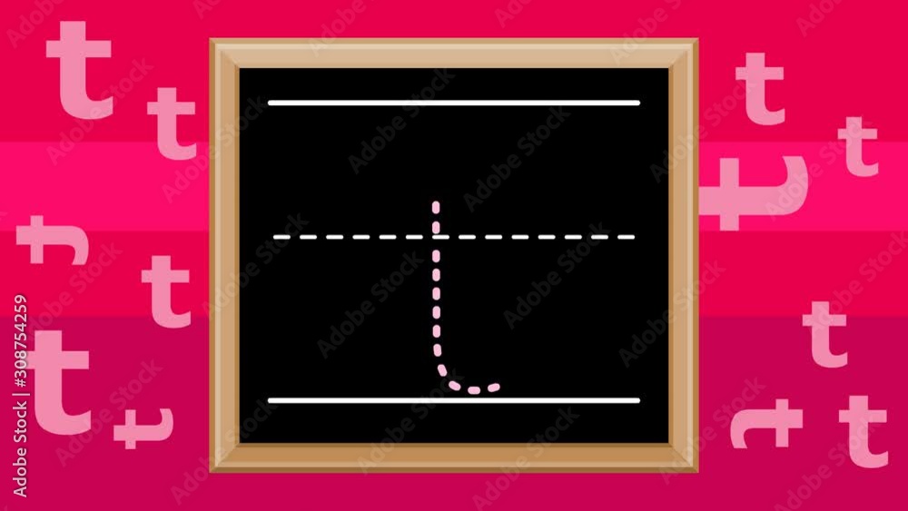 Animation of how to write the lower case alphabet letter 't' with ...