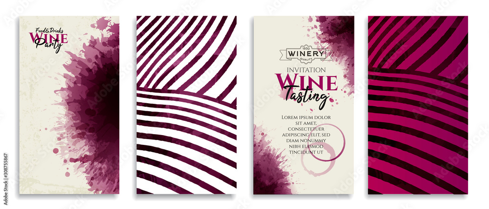 Templates with of wine backgrounds. Red wine stains texture. Vineyard ...
