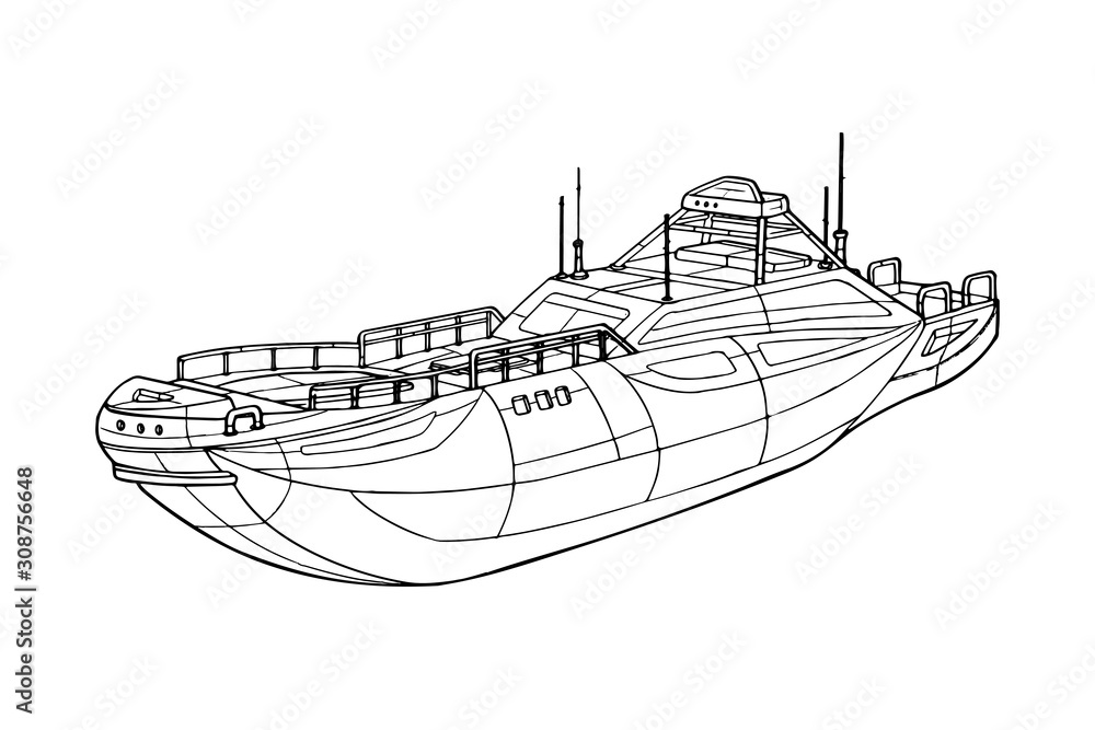 3d model of realistic warship. Sketch of detailed naval vessel Isolated ...