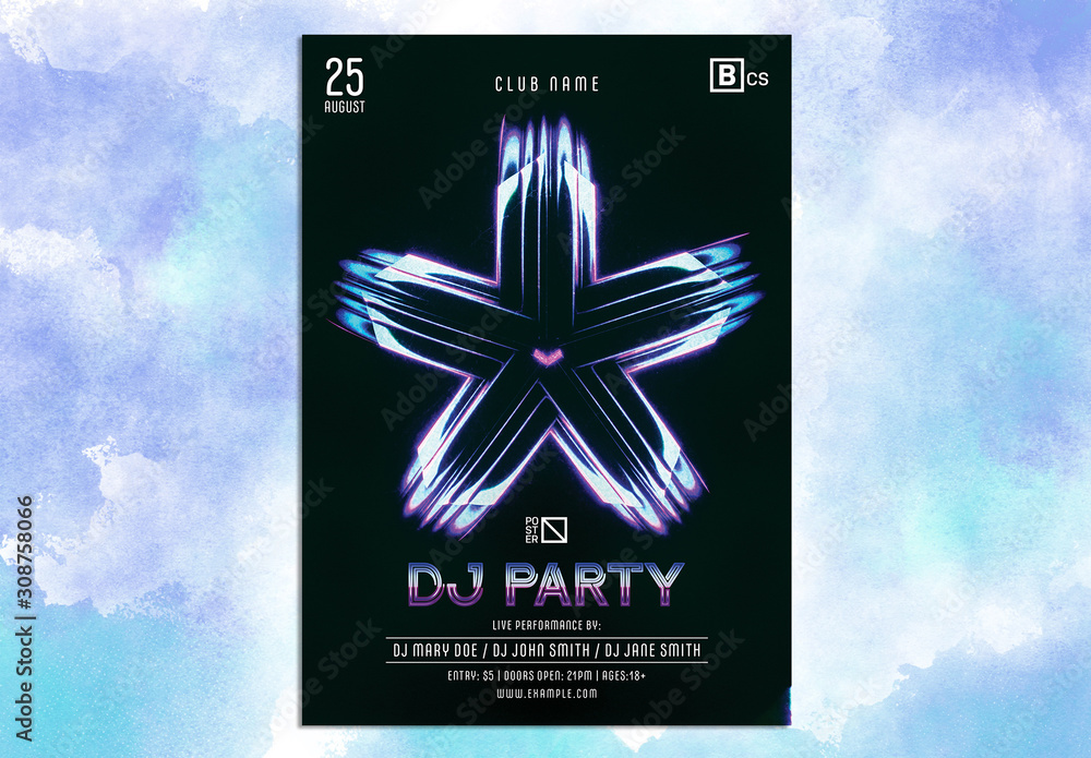 Event Poster Layout with Colorful Abstract Star Shape Background Stock ...