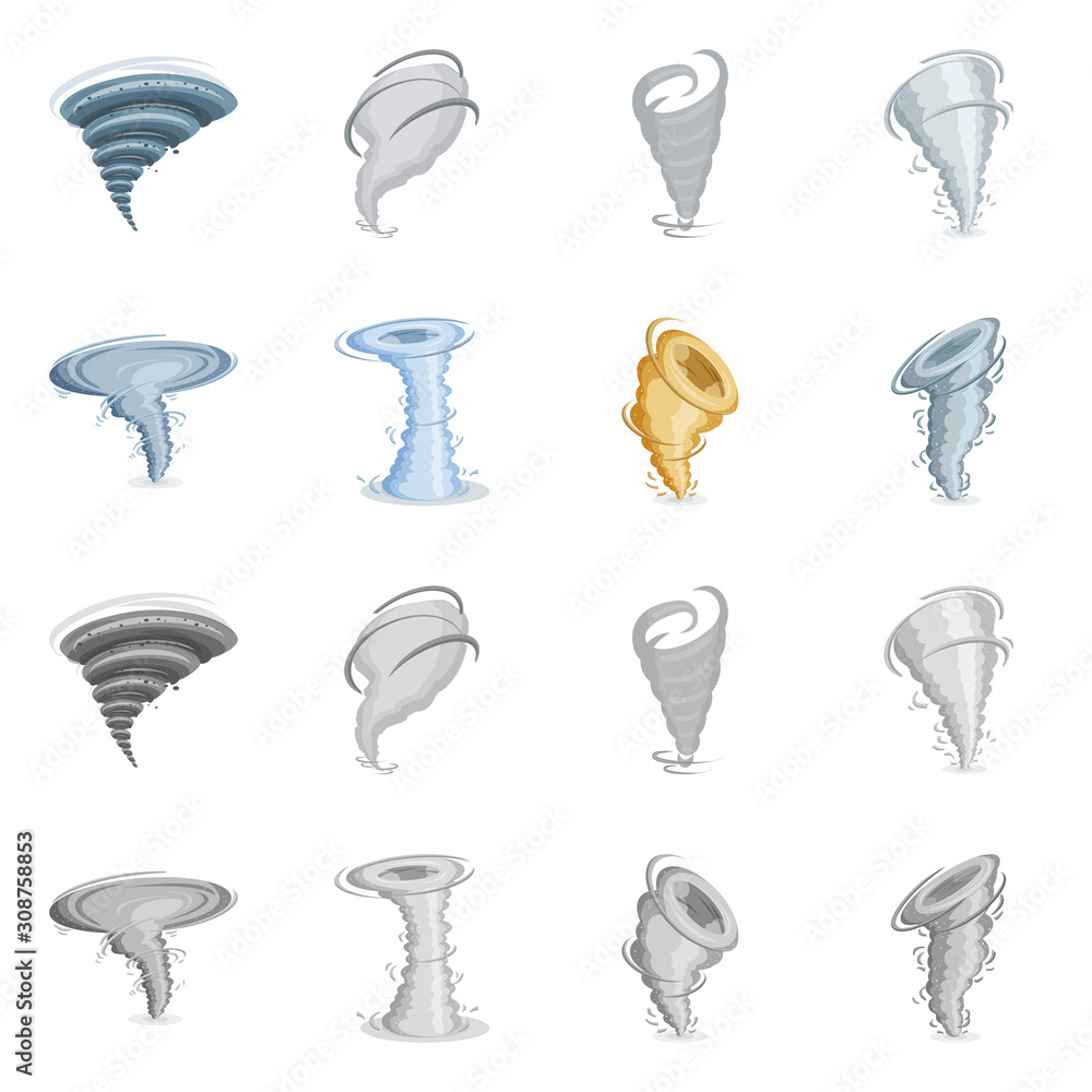 Vector illustration of cyclone and weather icon. Collection of cyclone ...
