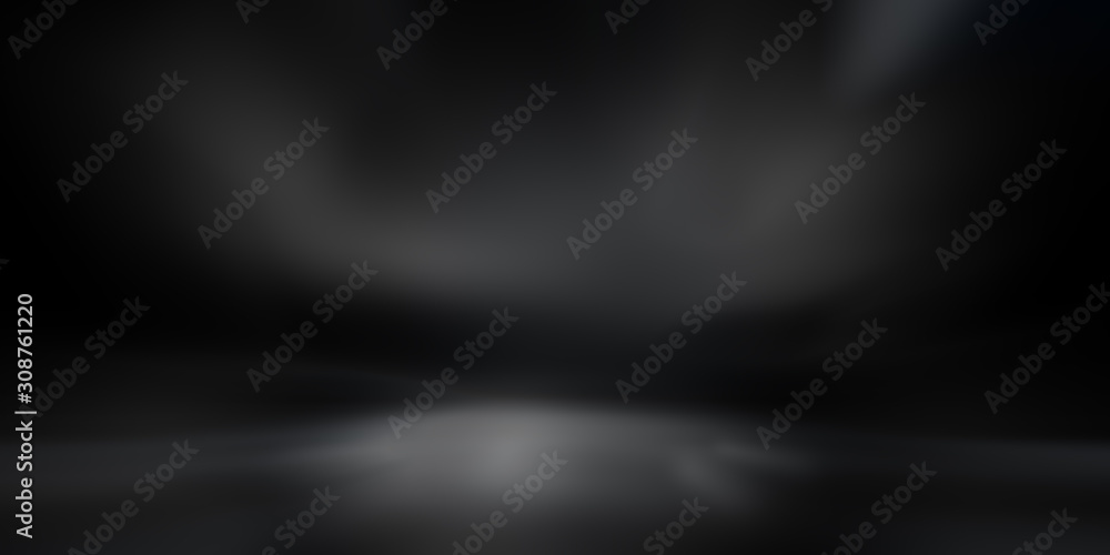 Dark black studio room with spotlight backdrop wallpaper, blank ...