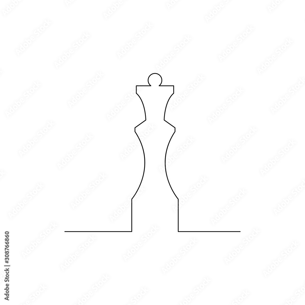 Continuous one line chess piece or chessman, Queen. Vector illustration ...