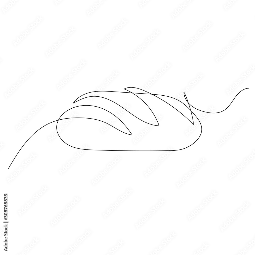 Continuous one line drawing loaf of bread. Vector stock illustration ...
