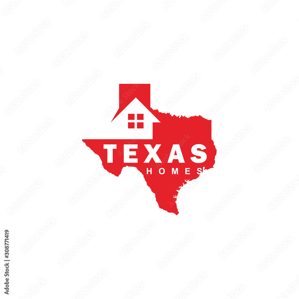 Texas Homes Logo design with Map and House Stock Vector | Adobe Stock