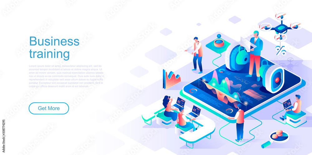 Business training landing page vector template. Coaching session with ...