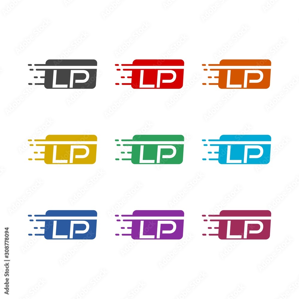 LP Letter Design color icon set isolated on white background Stock ...