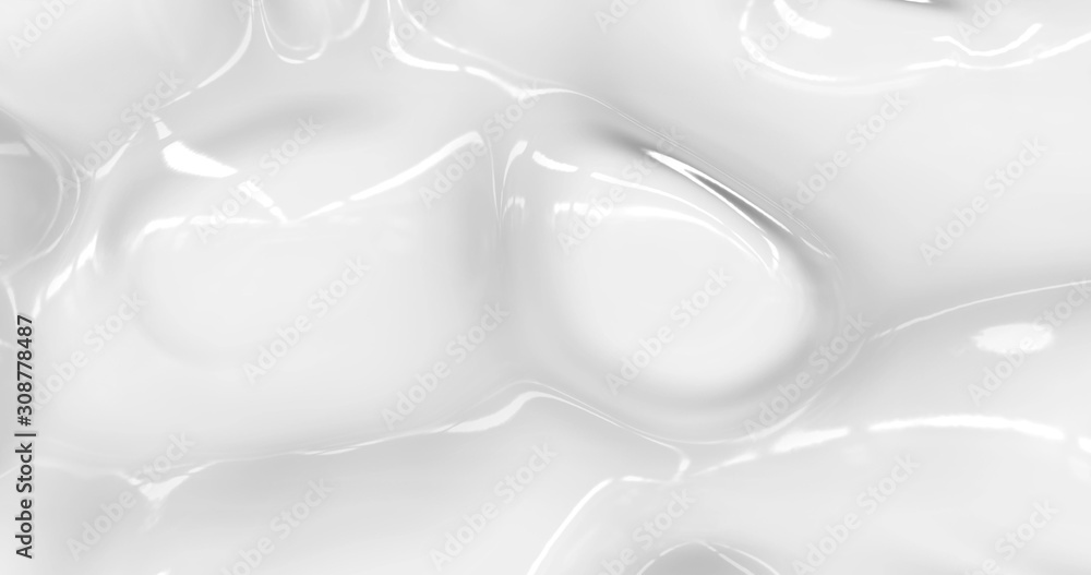 Liquid abstract white background. Smooth glossy texture 3D rendering ...