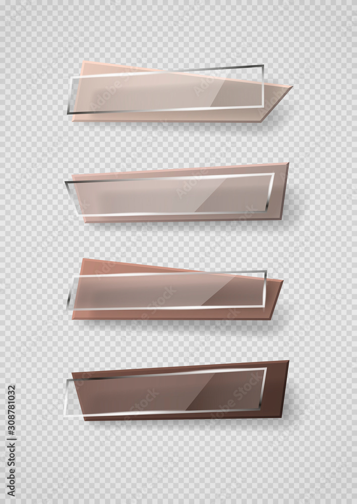 Reflecting glass banner. Gloss reflection 3d panel or clear text box ...