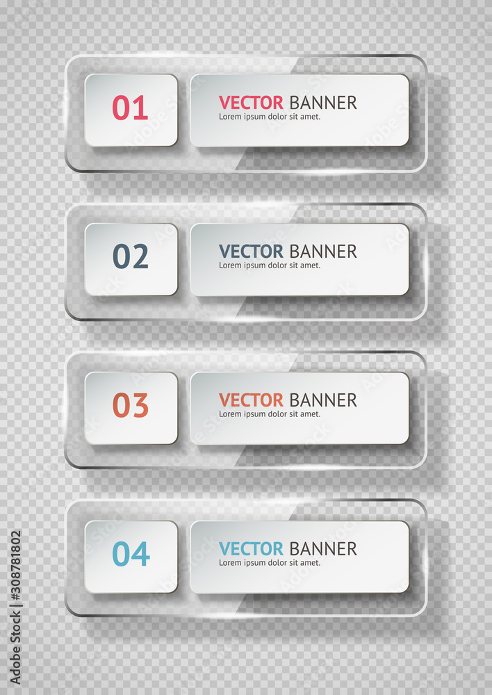 Reflecting glass banner. Gloss reflection 3d panel or clear text box ...