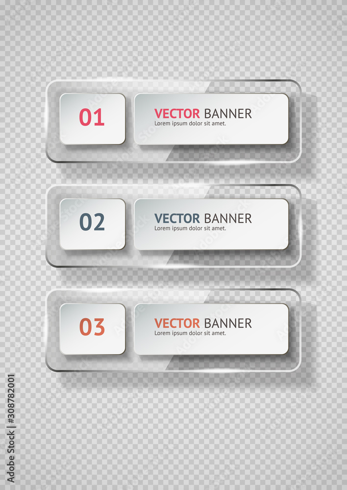 Reflecting glass banner. Gloss reflection 3d panel or clear text box ...