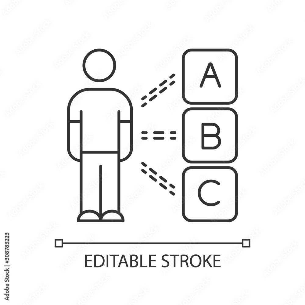 Personal survey linear icon. Question and answer. Psychological test ...