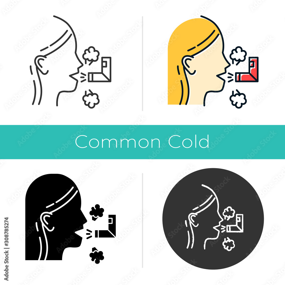 Inhalation icon. Respiratory treatment. Asthma help. Breathing problem ...