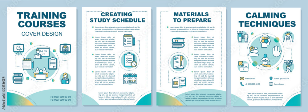 University entrance brochure template. Study schedule, materials. Flyer ...
