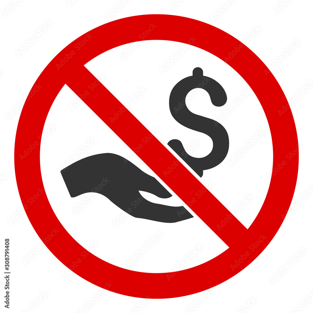 No donations vector icon. Flat No donations pictogram is isolated on a ...