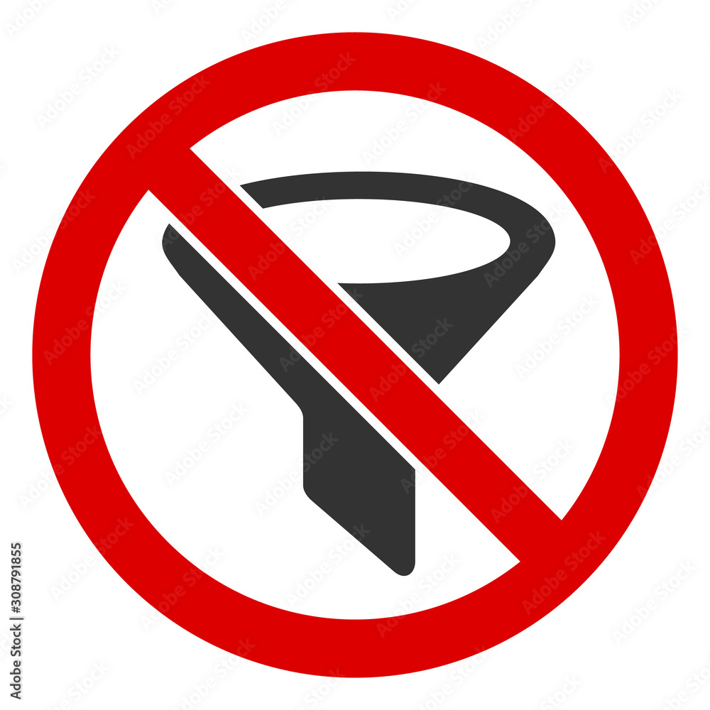 No filter vector icon. Flat No filter pictogram is isolated on a white ...
