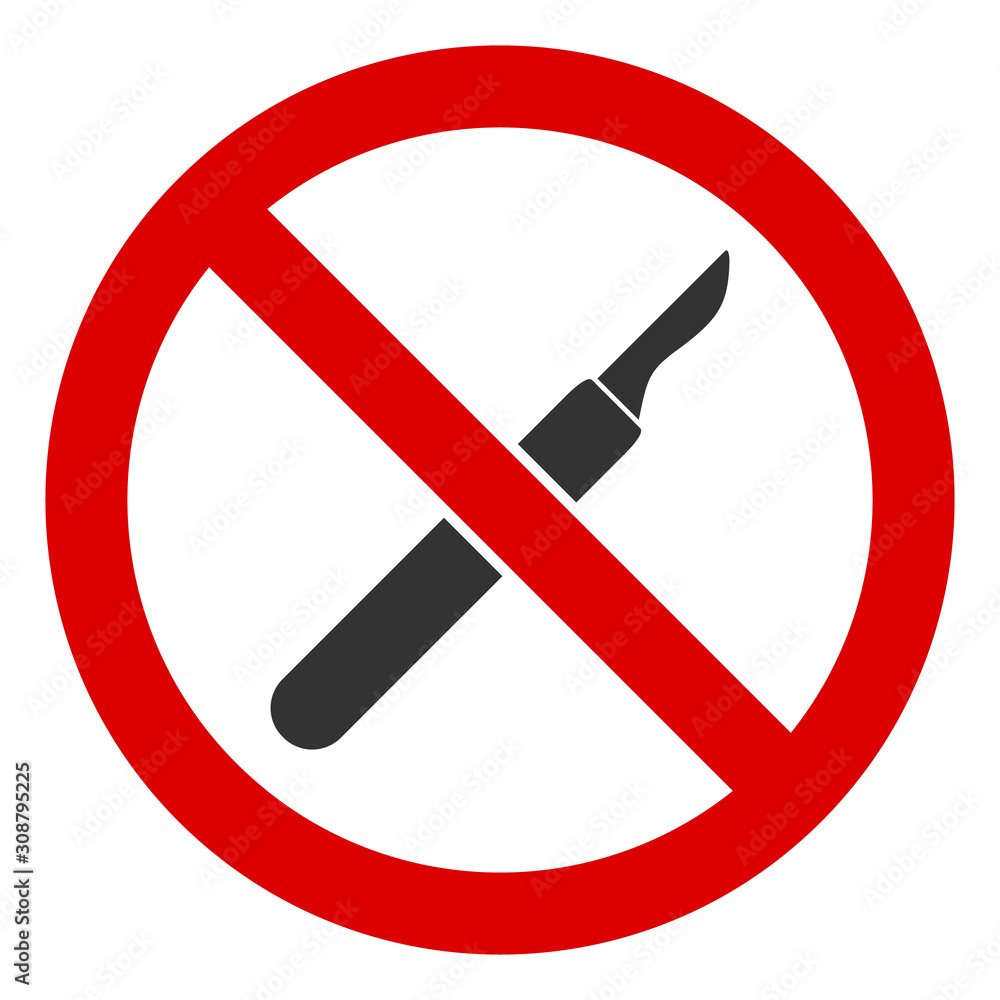 No scalpel vector icon. Flat No scalpel pictogram is isolated on a ...