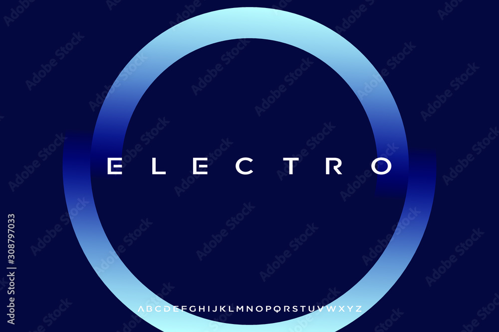 Electro, Abstract technology science alphabet font. digital space ...