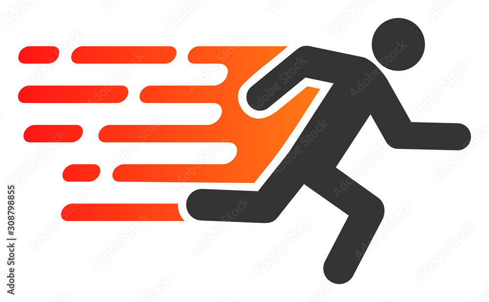 Rush running man vector icon. Flat Rush running man symbol is isolated ...