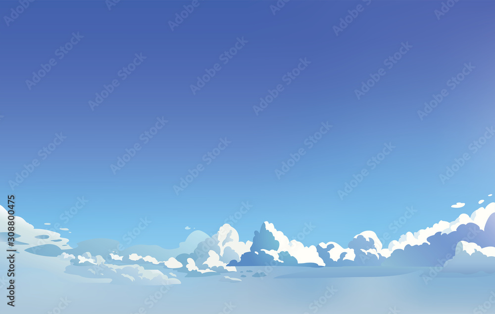 Vector landscape sky clouds. sunny day. Anime style. Background design ...