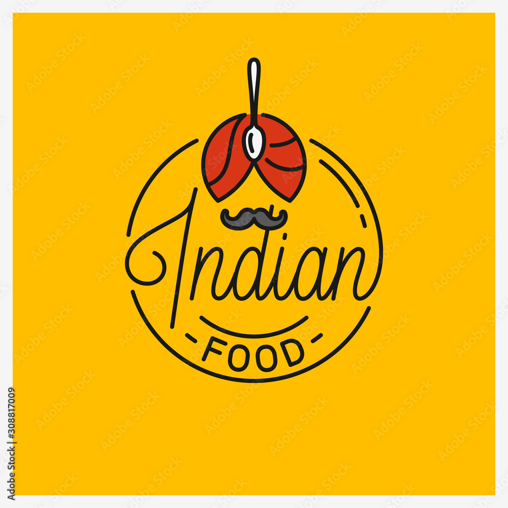 Indian Food Logo. Round linear of Indian turban Stock ベクター | Adobe Stock