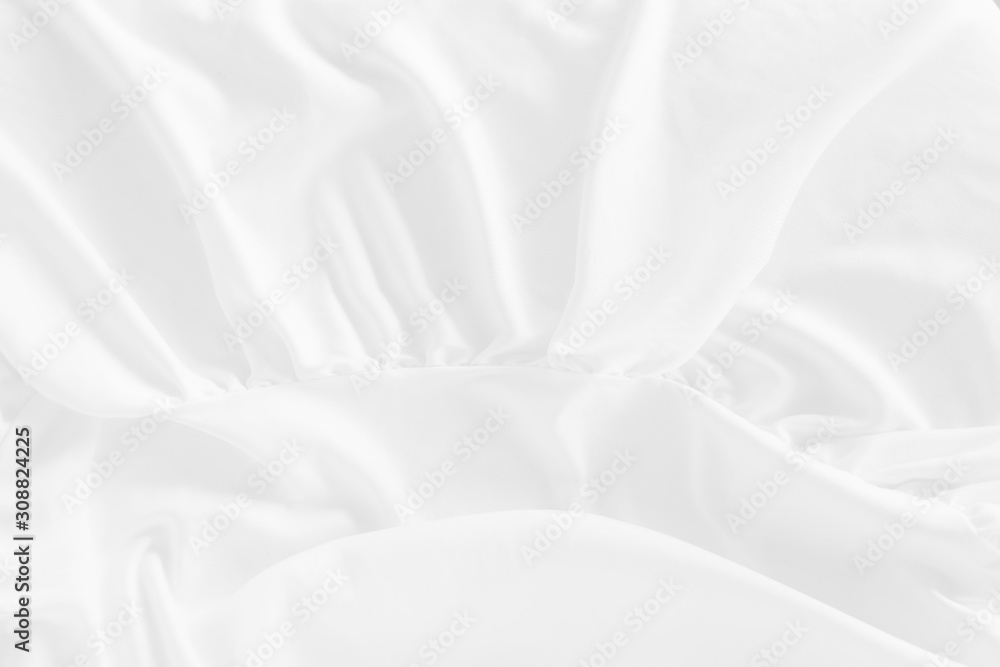 Top view Abstract White cloth background with soft waves.Wave and curve ...