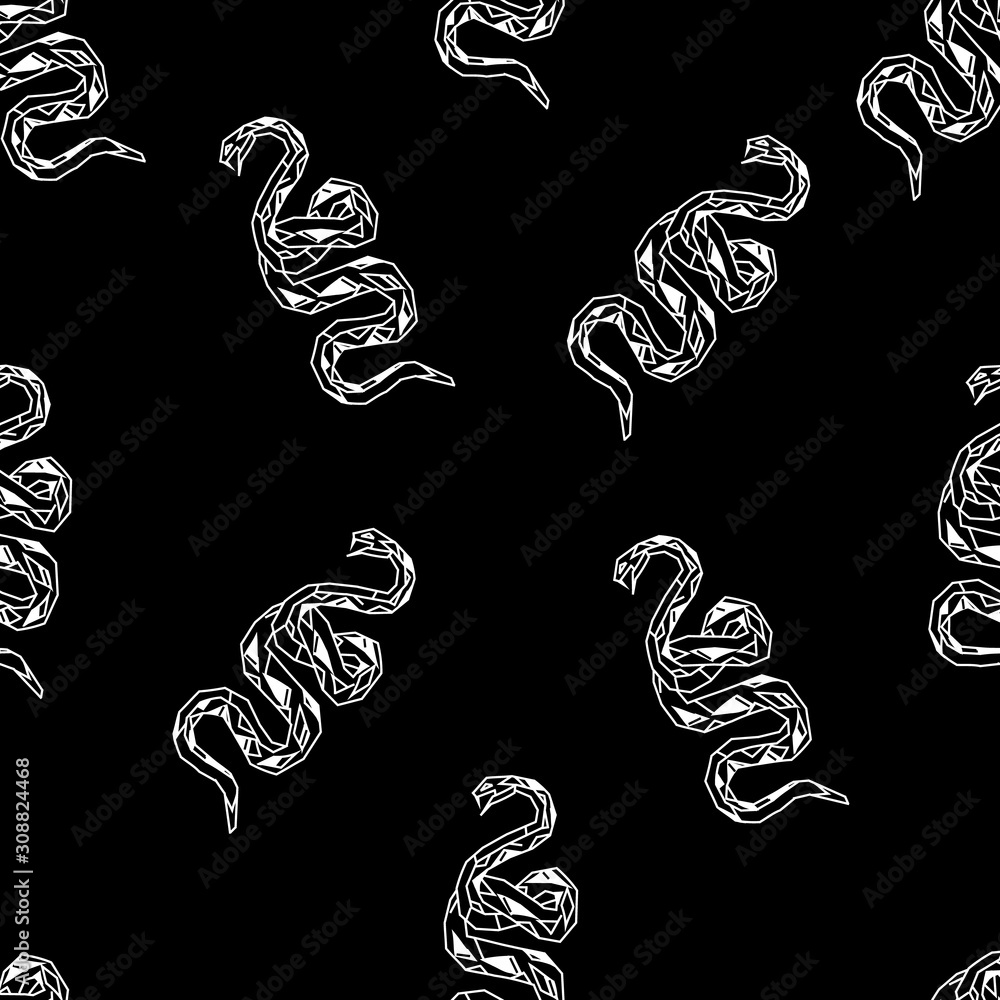 Vector black and white seamless pattern of abstract snake. Modern ...