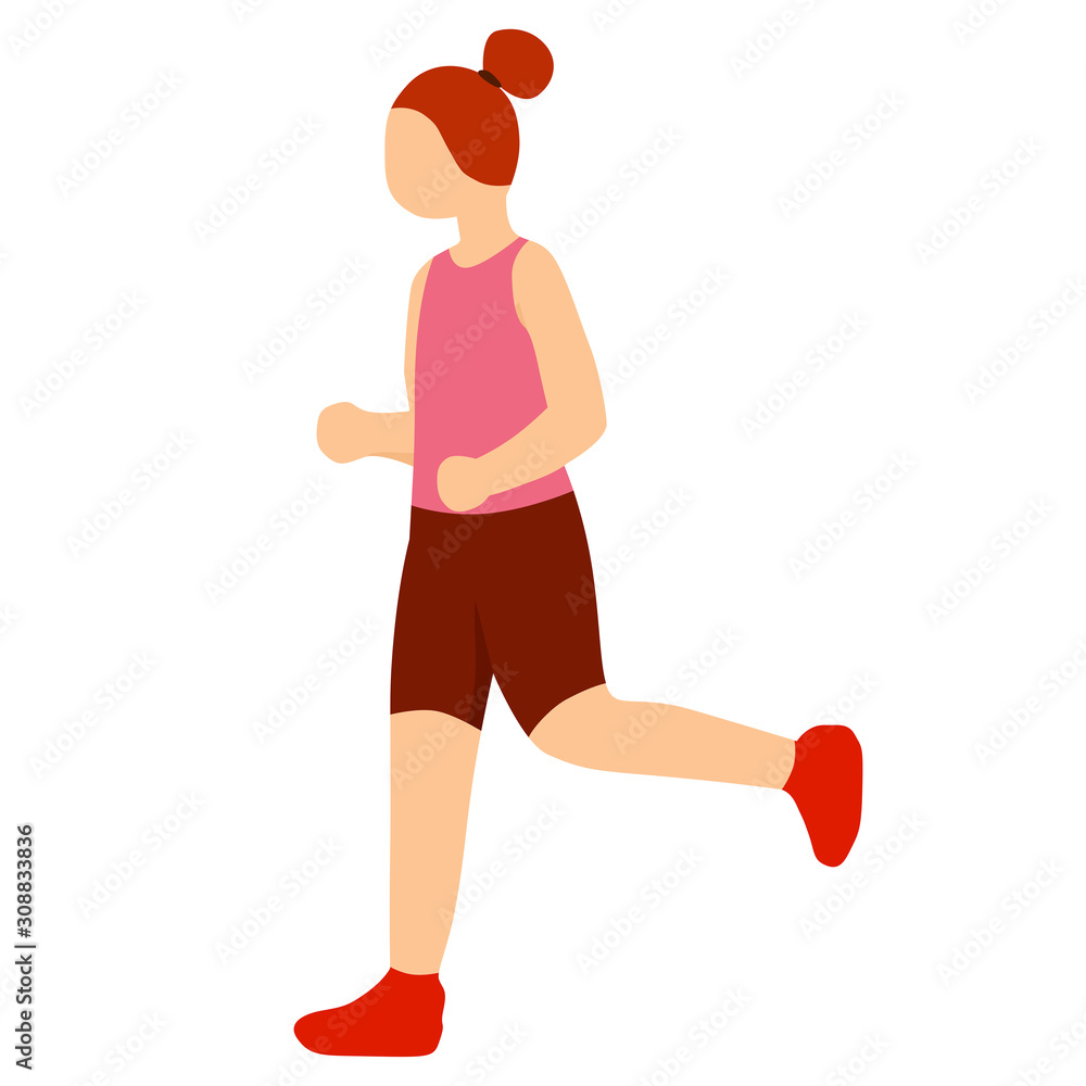 Young girl runs. Vector illustration. A girl dressed in sportswear runs ...