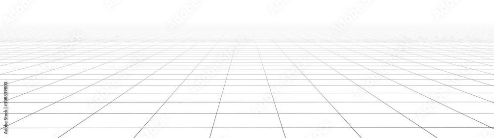 Vector gradient perspective grid. Detailed lines on white background ...