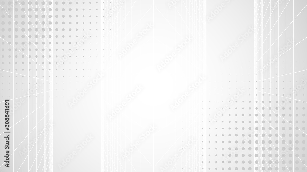 Abstract gray white background. White grid on gradient backdrop ...
