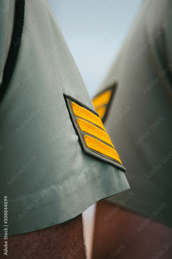 Close-up of Australian Army sergeant rank insignia during ANZAC Day ...