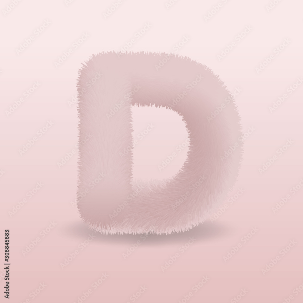 Vector illustration of a powder pink fur letter Stock Vector | Adobe Stock
