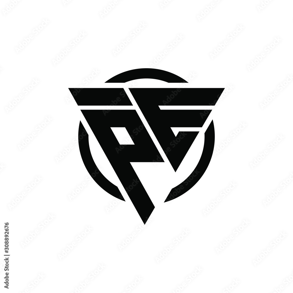 PE EP Triangle Logo Circle Monogram Design Vector Super Hero Concept ...