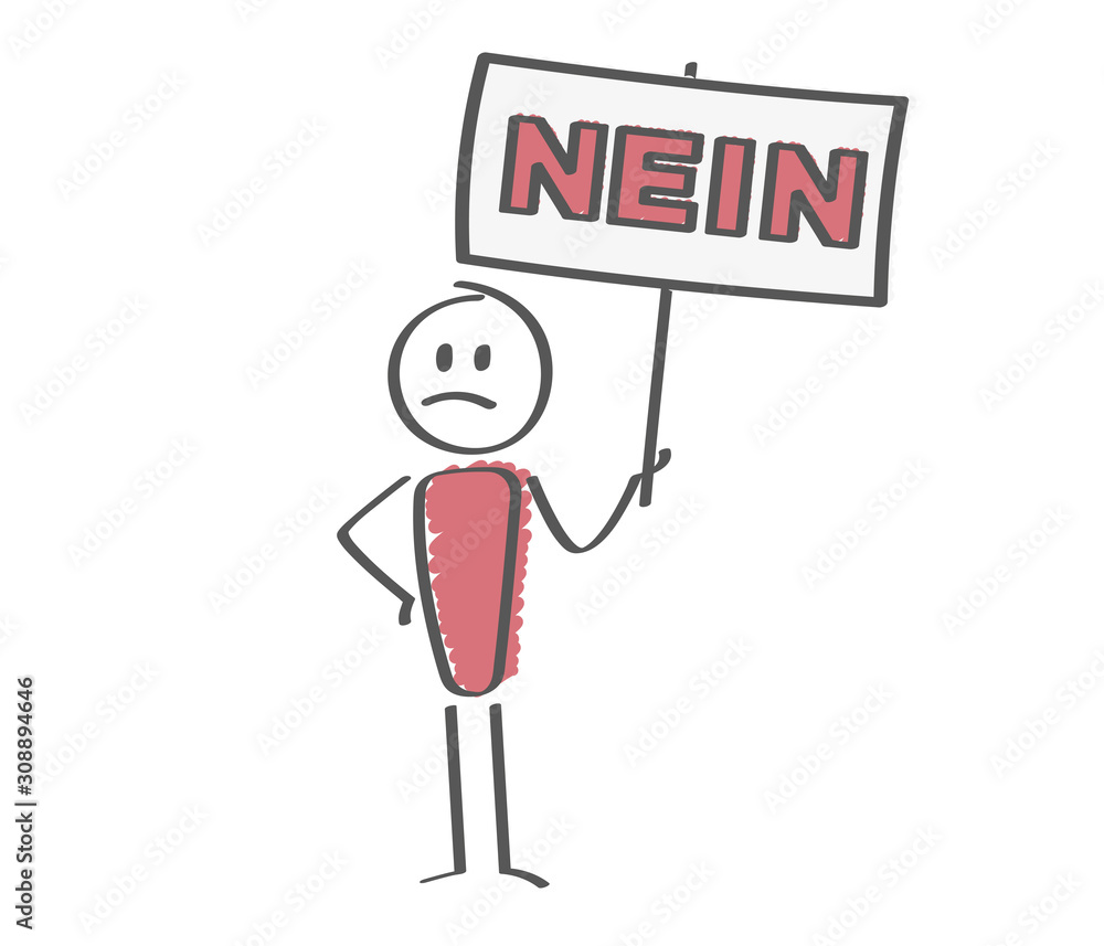 Stick Figure - Mann mit Schild - Nein Stock Vector | Adobe Stock