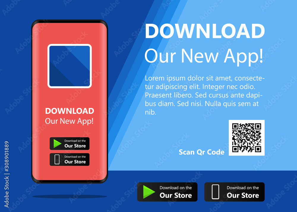 Download our new app ,Mobile App Interface Concept Blank Illustration ...