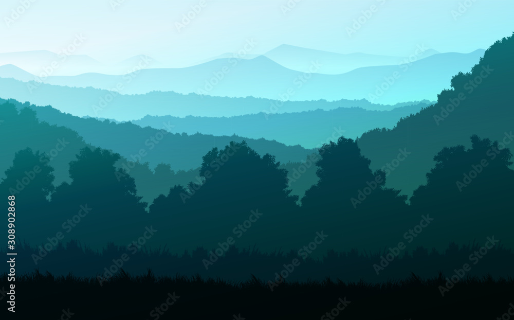 Natural forest Jungle horizon trees Landscape wallpaper Sunrise and ...