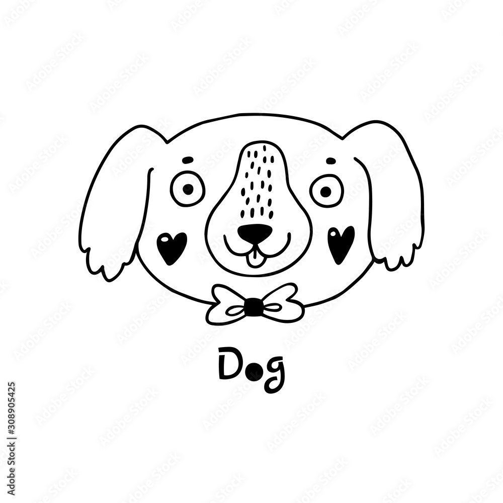 Cute, simple dog face cartoon style. Vector illustration Stock Vector ...
