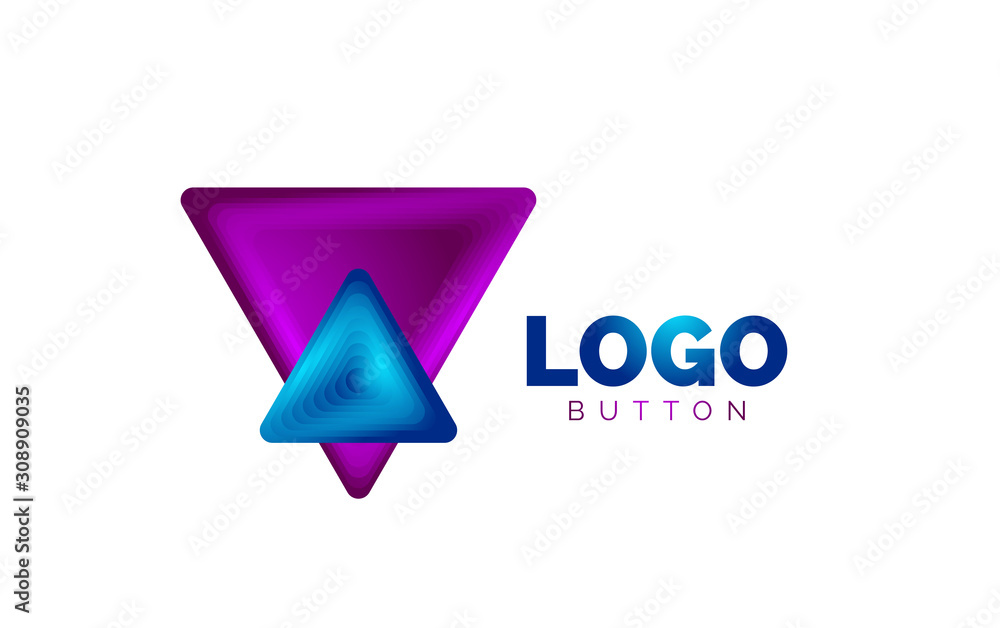 Triangle icon geometric logo template. Minimal geometrical design, 3d ...