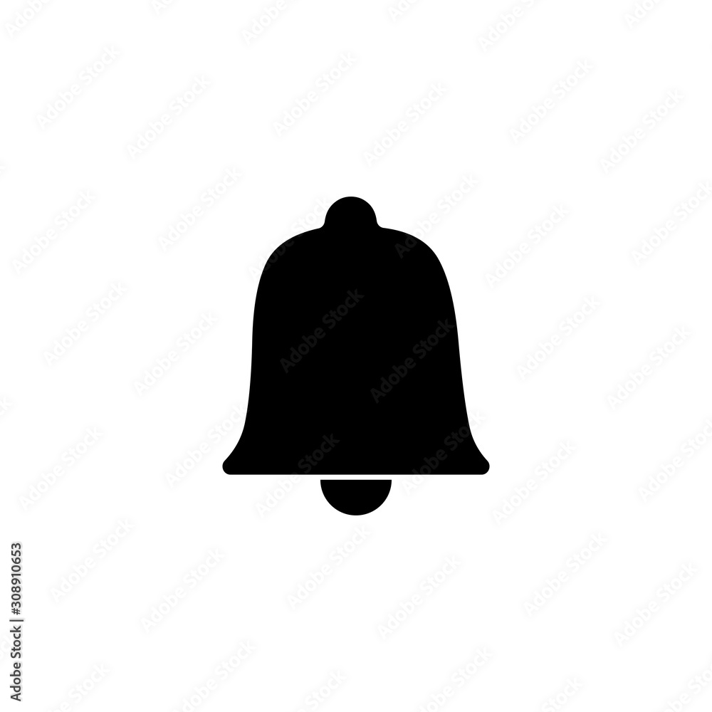 Bell icon in black flat style isolated on white background ...