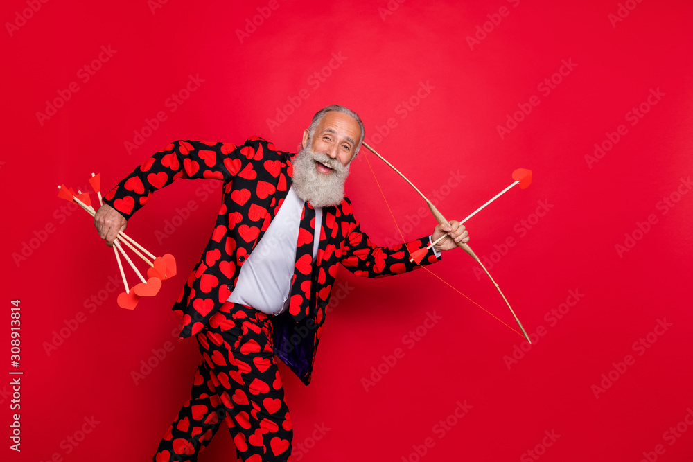 Profile photo of excited funky aged man guy cupid see nice couple going ...