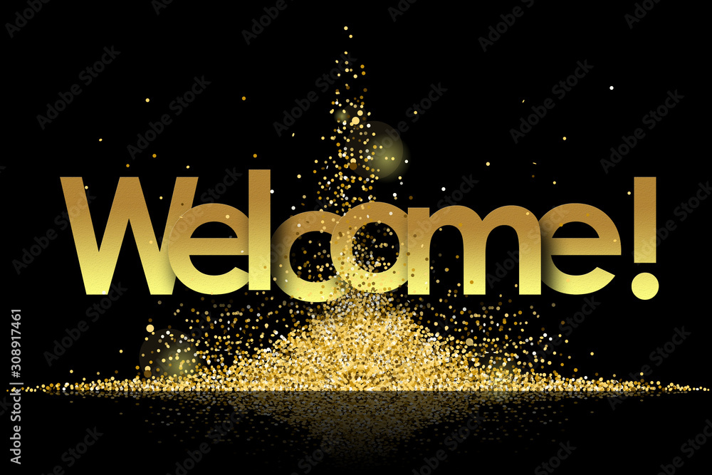 welcome in golden stars and black background Stock Illustration | Adobe ...